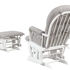 Angel Line Grayson Glider and Ottoman with Arm Rest ,White with Gray