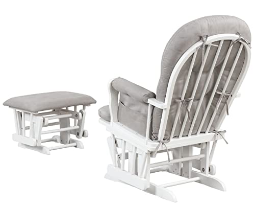 Angel Line Grayson Glider and Ottoman with Arm Rest ,White with Gray