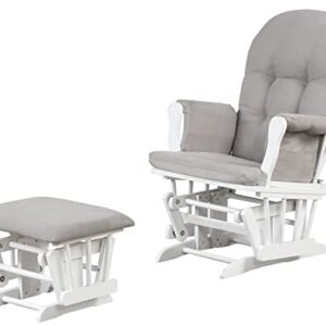 Angel Line Grayson Glider and Ottoman with Arm Rest ,White with Gray