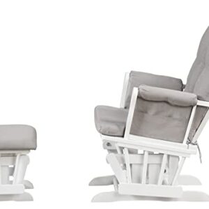 Angel Line Grayson Glider and Ottoman with Arm Rest ,White with Gray