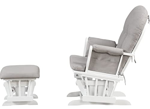 Angel Line Grayson Glider and Ottoman with Arm Rest ,White with Gray