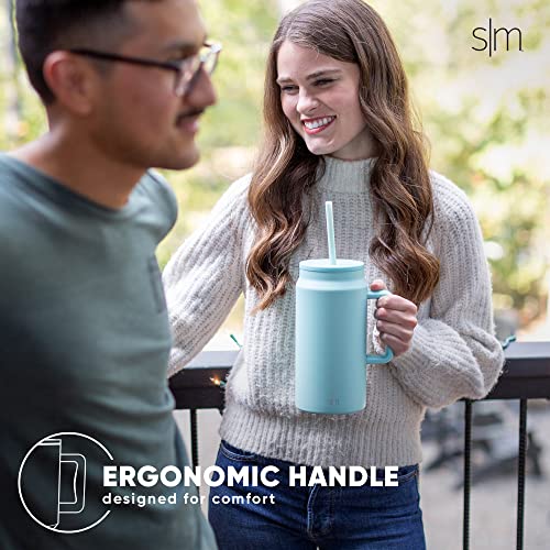 Simple Modern 50 oz Mug Tumbler with Handle and Straw Lid | Reusable Insulated Stainless Steel Large Travel Jug Water Bottle | Gifts for Women Men Him Her | Trek Collection | 50oz | Blush