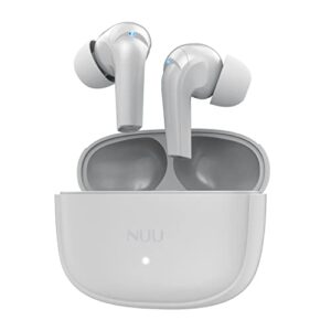 nuu buds a | active noise cancelling earbuds | bluetooth 5.2 in ear headset | enc voice call noise reduction | 8 hours playtime | peral white