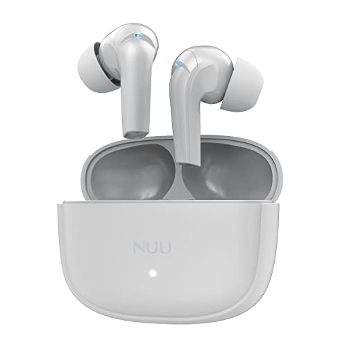 NUU Buds A | Active Noise Cancelling Earbuds | Bluetooth 5.2 in Ear Headset | ENC Voice Call Noise Reduction | 8 Hours Playtime | Peral White