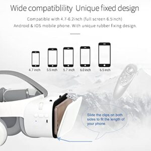 Virtual Reality Headset for Phones VR Headset VR Glasses with Controller for 3D Movies/Games Metaverse Goggles with Bluetooth Headset Compatible with All iPhone/Android Phones with 4.7"-6.3" (White)