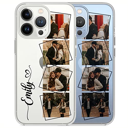 Somlatic Custom Phone Case Customized Photo Picture Name Clear Cases Personalized Make Your Own Phones Cover Compatible with iPhone 7 8 Plus X XS XR 11 12 13 Mini Pro Max Xmas Present