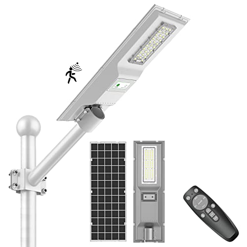 sunseatop Solar Street Lights Outdoor,Motion Sensor Solar Light 16000LM 200W Equivalent Incandescent Street Light with Remote Security Lights Solar Power for Parking Lot Patio Backyard Garden Yard