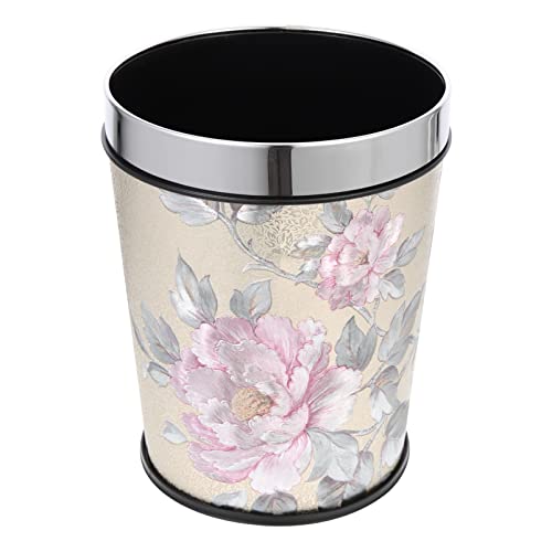 Healeved Garbage Decorative Home Steel Storage Pattern Trash Plastic Container Flower Floral Small Rooms Room Fixed Bedroom Open Laundry Recycling Hotel Wastebaskets Holder Multi-Function