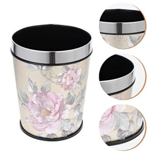 Healeved Garbage Decorative Home Steel Storage Pattern Trash Plastic Container Flower Floral Small Rooms Room Fixed Bedroom Open Laundry Recycling Hotel Wastebaskets Holder Multi-Function