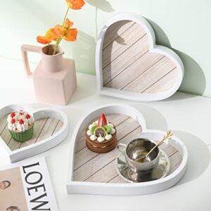 Wooden Heart Tray for Ottoman Coffee Table Tray Décor Set of 3 (Heart)