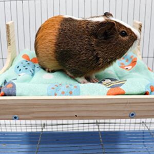 Guinea Pig Loft Bed with Little Pad, Wood Guinea Pig Habitat, Rat Nest House, Hamster Cage Accessory, Small Animal Sleeping Hammock Bed Hideout for Guinea Pig Hamster Hedgehog Rat Chinchilla Bunny