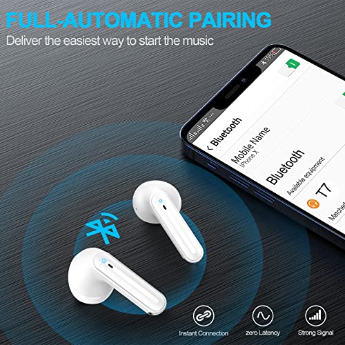 yobola Wireless Earbuds, Bluetoth Earbuds Deep Bass HiFi Stereo, Bluetoth Headphones 4 Microphone Clear Call, IPX7 Waterproof Wireless Headphones 5.3 Touch Control, USB-C Fast Charging