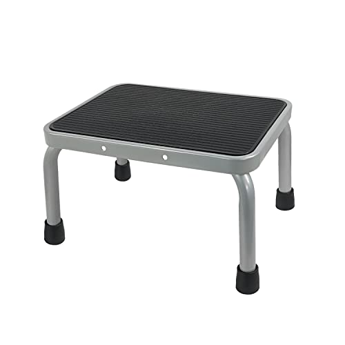 Valorcielo 9" Step Stool, Non-Slip Foot Stool,Safe Load,Sturdy Steel,1-Step Stool for Kids Adults Seniors, Gray