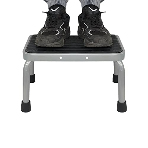 Valorcielo 9" Step Stool, Non-Slip Foot Stool,Safe Load,Sturdy Steel,1-Step Stool for Kids Adults Seniors, Gray