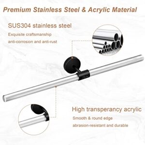 Bjiotun 16 Inch Towel Bar, Acrylic Hand Towel Holder for Bathroom Wall Mounted Towel Rack Rustproof Towel Hanger for Bathroom Cabinet Kitchen (SUS304 Stainless Steel Base, Matte Black)