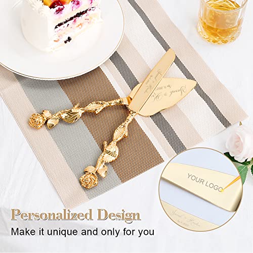 Cake Cutting Set for Wedding, Personalized Gold Cake Knife and Server Set, Custom Cake Serving Set, Engraved Pastry Pie Server Cake Pizza Cutter, Birthday Gift for Cake Lover