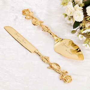 cake cutting set for wedding, personalized gold cake knife and server set, custom cake serving set, engraved pastry pie server cake pizza cutter, birthday gift for cake lover