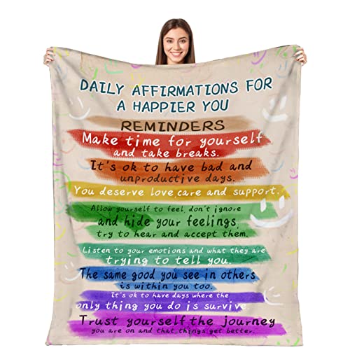 GERMSLAP Positive Affirmation Blanket Gifts, Mental Health Blanket Gifts, Christian Inspirational Spiritual Gifts for Women Men for Birthday, Christmas - Daily Affirmation 60"x50"