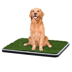 dog grass pad with tray, artificial grass pee pad, reusable training potty pad for indoor and outdoor use