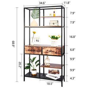 Vasfarok Bookshelf Tall Bookcase Shelf Storage Organizer, Modern Book Shelf for Bedroom, Living Room and Home Office