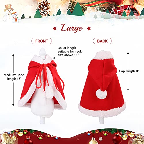 Pet Christmas Costume Cat Dog Poncho Cape with Hat Santa Claus Cloak for Cats and Small Dogs Red Winter Outwear Funny Christmas Pet Dress Up Soft and Thick Red Velvet Apparel for Cats (Medium)