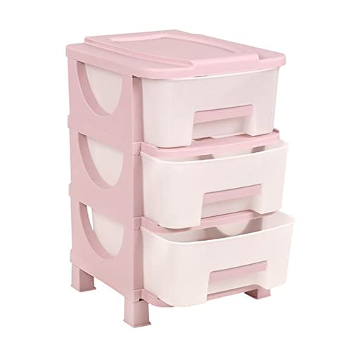 Homeplast Ouma 24 Inch Tall Plastic 3 Drawer Home Storage Indoor Outdoor Organizer Shelf Unit with Perforated Ventilated Drawers, Pink