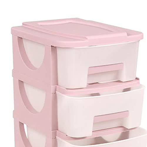 Homeplast Ouma 24 Inch Tall Plastic 3 Drawer Home Storage Indoor Outdoor Organizer Shelf Unit with Perforated Ventilated Drawers, Pink