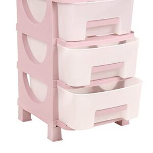 Homeplast Ouma 24 Inch Tall Plastic 3 Drawer Home Storage Indoor Outdoor Organizer Shelf Unit with Perforated Ventilated Drawers, Pink