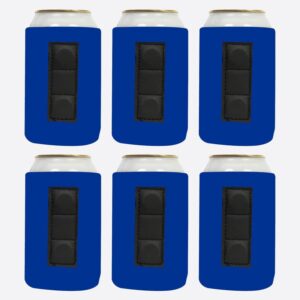 qualityperfection magnetic can cooler sleeve, neoprene beer 12 oz regular size 4mm thickness insulated, collapsible for diy customizable, favors, parties, events set of 6 (royal blue)