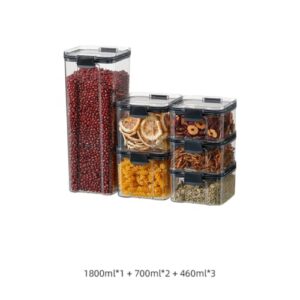 [Set of 6] Premium Quality Airtight Food Storage Container Clear Plastic Sturdy Canisters with Easy Lock For Kitchen Pantry Organization