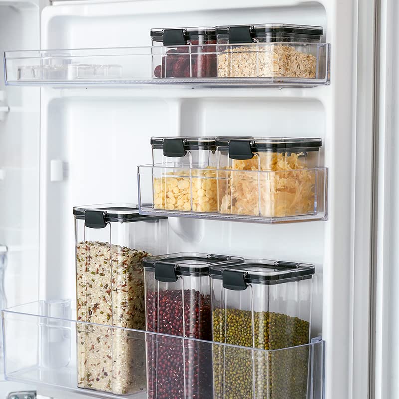 [Set of 6] Premium Quality Airtight Food Storage Container Clear Plastic Sturdy Canisters with Easy Lock For Kitchen Pantry Organization