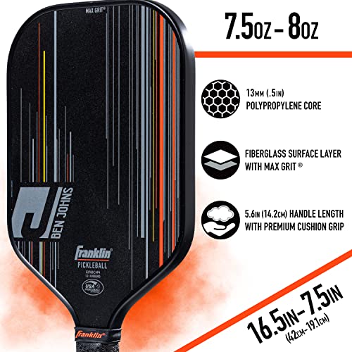 Franklin Sports Pro Pickleball Paddle - Signature Series 13MM Pickleball Paddle with MaxGrit Technology - Black/Orange