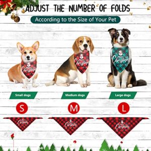 GUOYIHUA Christmas Dog Bandanas, Christmas Dog Bandana Classic Plaid Pet Scarf, Double-Layer Triangle Bibs Kerchief Merry Christmas Pet Bandana for Small Medium Large Dogs Cats Pets (Polyester, 2PCS)