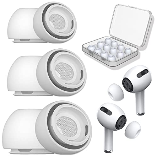 6 Pairs Airpod Pro Ear Tip Noise Cancellation, Replacement Ear Tips for Airpods Pro 2 with Case, Soft Silicone Earbuds Tips for Long Time Use, White, S/M/L