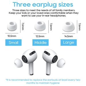 6 Pairs Airpod Pro Ear Tip Noise Cancellation, Replacement Ear Tips for Airpods Pro 2 with Case, Soft Silicone Earbuds Tips for Long Time Use, White, S/M/L