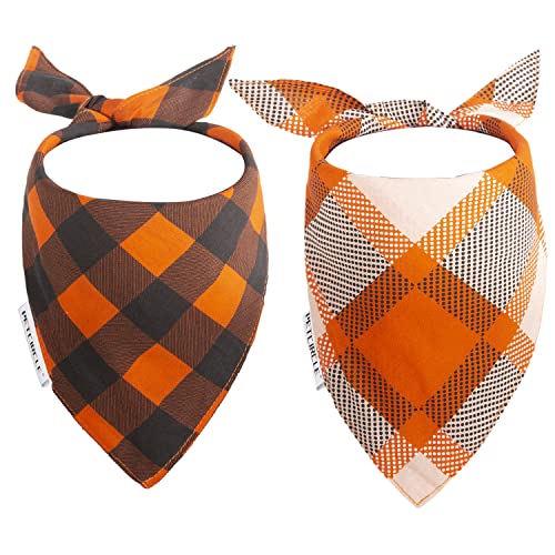 Dog Bandanas Fall 2 Pack,for Dog Birthday Party Double Layer Fabric pet Scarf Durable for Dog cat Birthday (Small, Orange)