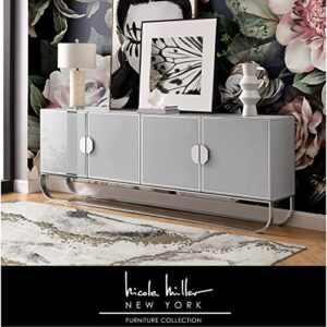 reyansh 4 door sideboard with chrome base, grey