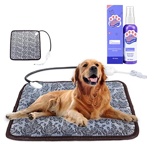 NA# 2Pcs Pet Electric Blanket Heating Soft Pad Three Gears Adjustable Temperature Electric Warmer Blanket Dog Cat Pad Waterproof Bite-Resistant Wire Mat with 1 Spray Care Cleaner