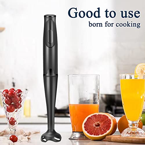 TIKABABA Electric Hand Immersion Blender with 400W Turbo Mode,mixing Smoothies,Purees,Soups,Sauces by 2 Stainless Steel Blades(Black)