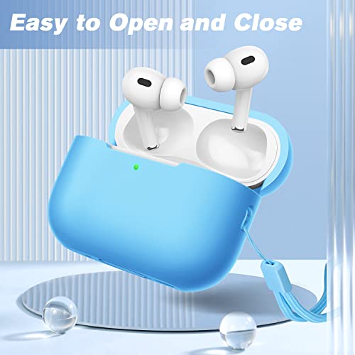 Fintie Case for AirPods Pro 2nd Generation (2022) / AirPods Pro 1st Generation (2019) - Protective Shockproof Silicone Skin Cover with Lanyard, Blue Glow in The Dark