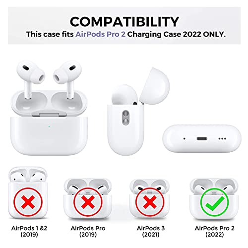 AirPod Pro 2 Case with Keychain Hot Creative Painted Soft Silicone Shockproof Cover Compatible with AirPods Pro 2nd Generation 2022 Case (Black)