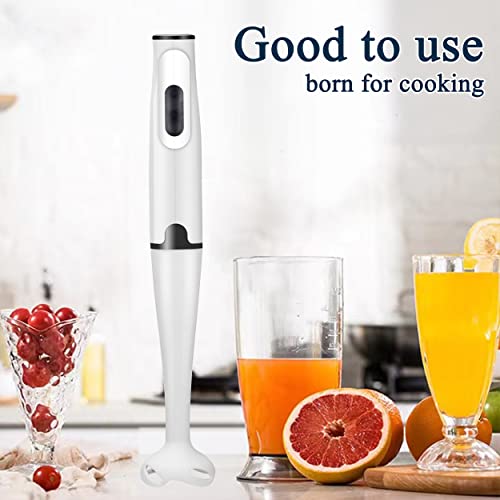 TIKABABA Electric Hand Immersion Blender with 400W Turbo Mode,Ice Crushing Power,for mixing Smoothies,Purees,Soups,Sauces by 2 Stainless Steel Blades((White)