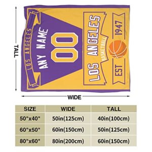 Custom Throw Blanket for Couch, Super Soft Flannel Bed Throw Blanket Fall Oversized Cozy Plush Thick Blankets Personalized Basketball Sports Fan Gifts with Name Number 50"x40", 60"x50", 80"x60"