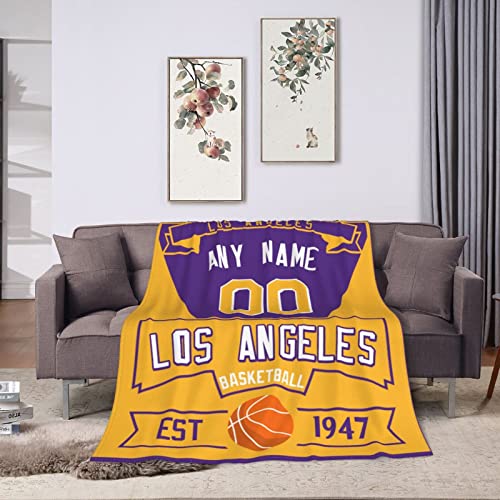 Custom Throw Blanket for Couch, Super Soft Flannel Bed Throw Blanket Fall Oversized Cozy Plush Thick Blankets Personalized Basketball Sports Fan Gifts with Name Number 50"x40", 60"x50", 80"x60"