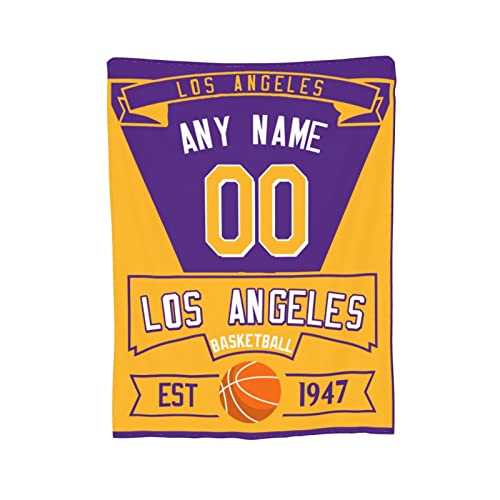 Custom Throw Blanket for Couch, Super Soft Flannel Bed Throw Blanket Fall Oversized Cozy Plush Thick Blankets Personalized Basketball Sports Fan Gifts with Name Number 50"x40", 60"x50", 80"x60"