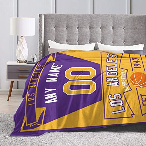 Custom Throw Blanket for Couch, Super Soft Flannel Bed Throw Blanket Fall Oversized Cozy Plush Thick Blankets Personalized Basketball Sports Fan Gifts with Name Number 50"x40", 60"x50", 80"x60"