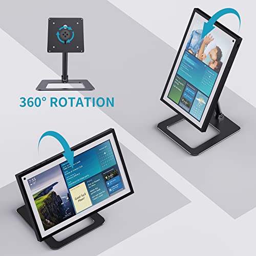 Letlar Echo Show 15 Stand Adjustable, Show 15 Mount with 360° Rotation Plate, Tilt Stand for Echo Show 15 Smart Display, Whole Aluminum, Hold The Device Stably