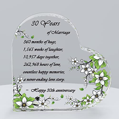 SigMntun Best 30th Anniversary Wedding Gifts for Couple, Parents - Anniversary Decorations and Marriage Gifts for Precious Moments, Card Included - A+ Class Clarity Crystal Heart