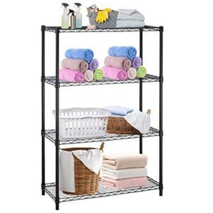 yykokocat 4 tier adjustable shelving unit 1000lb capacity metal storage shelves heavy duty wire shelf for bathroom kitchen pantry steel wire rack shelf organizer, 36" w x 14" d x 54" h, black