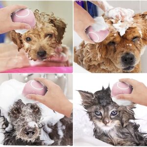 Pet Bath Massage Brush Puppy Dog Cat Grooming Cleaning Soft (Pink)